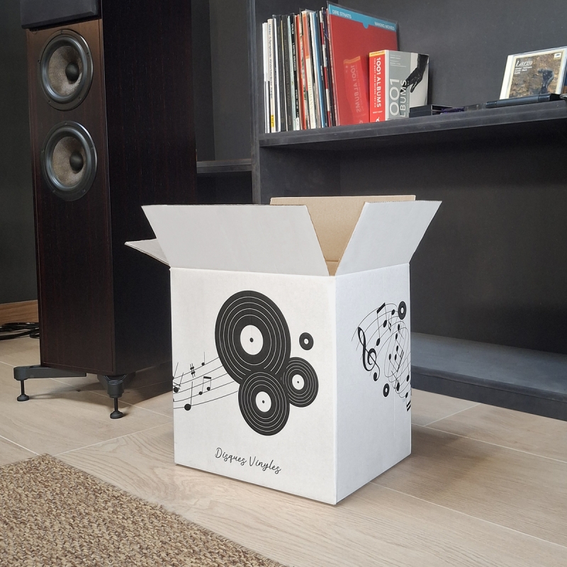 3 Sturdy White Cardboard Boxes for 50 Vinyl Records